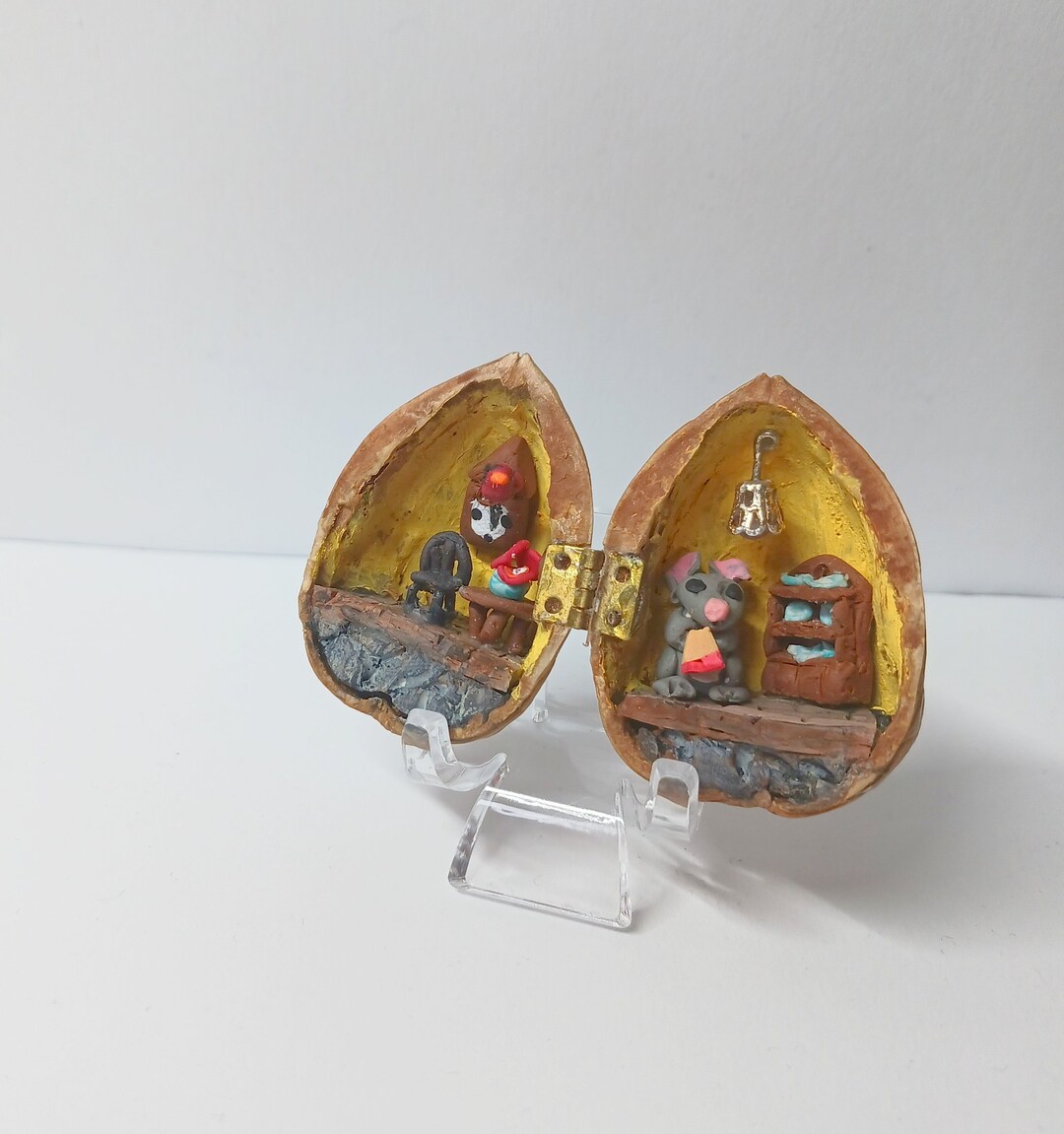 Walnut Mouse House Cuckoo Clocks and China Cabinets Polymer Clay - Etsy