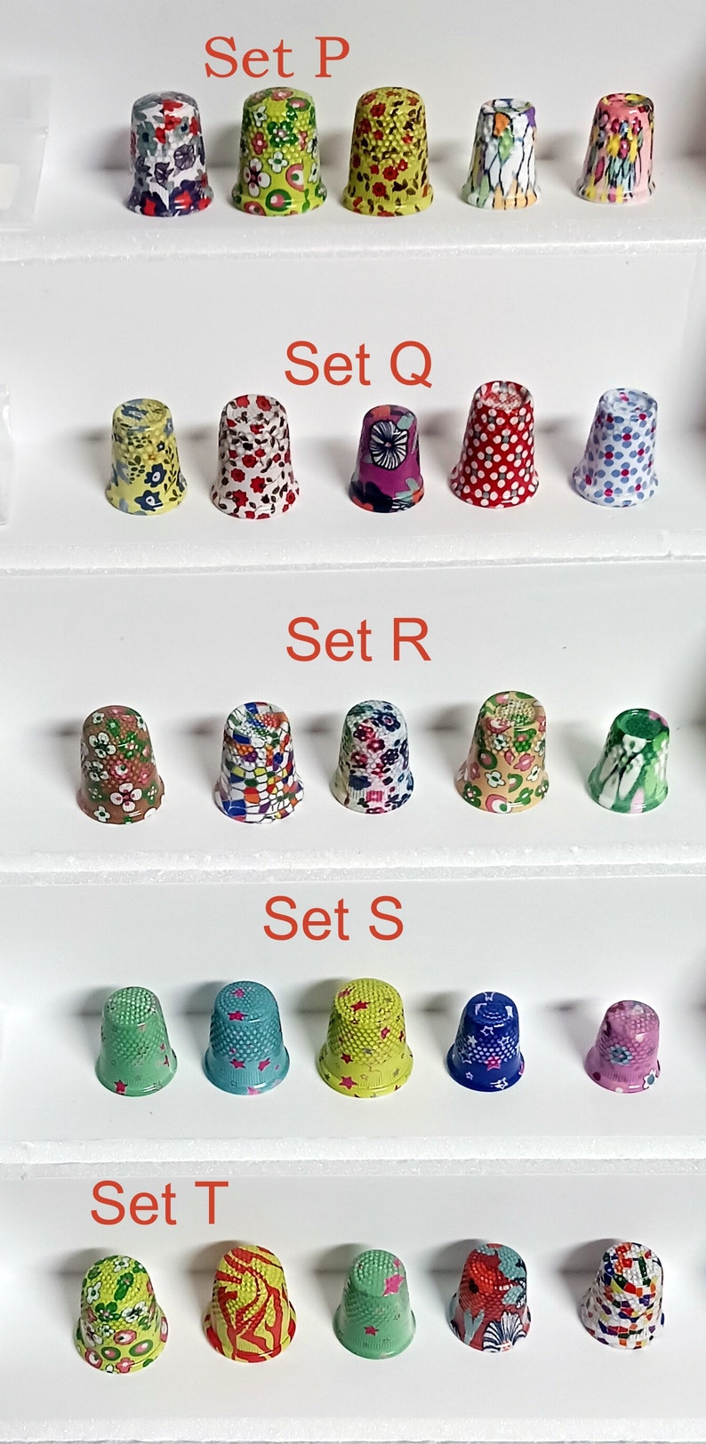Set of 5 Thimbles, Collectable Thimbles, Metal, Floral, Quilter ...