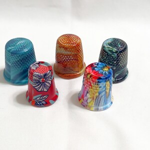 Set of 5 Thimbles, Collectable Thimbles, Metal, Floral, Quilter ...