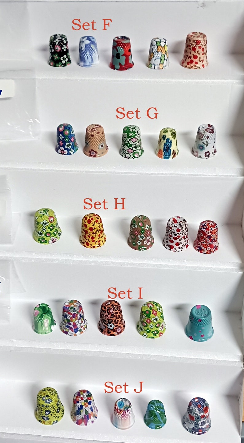 Set of 5 Thimbles, Collectable Thimbles, Metal, Floral, Quilter ...