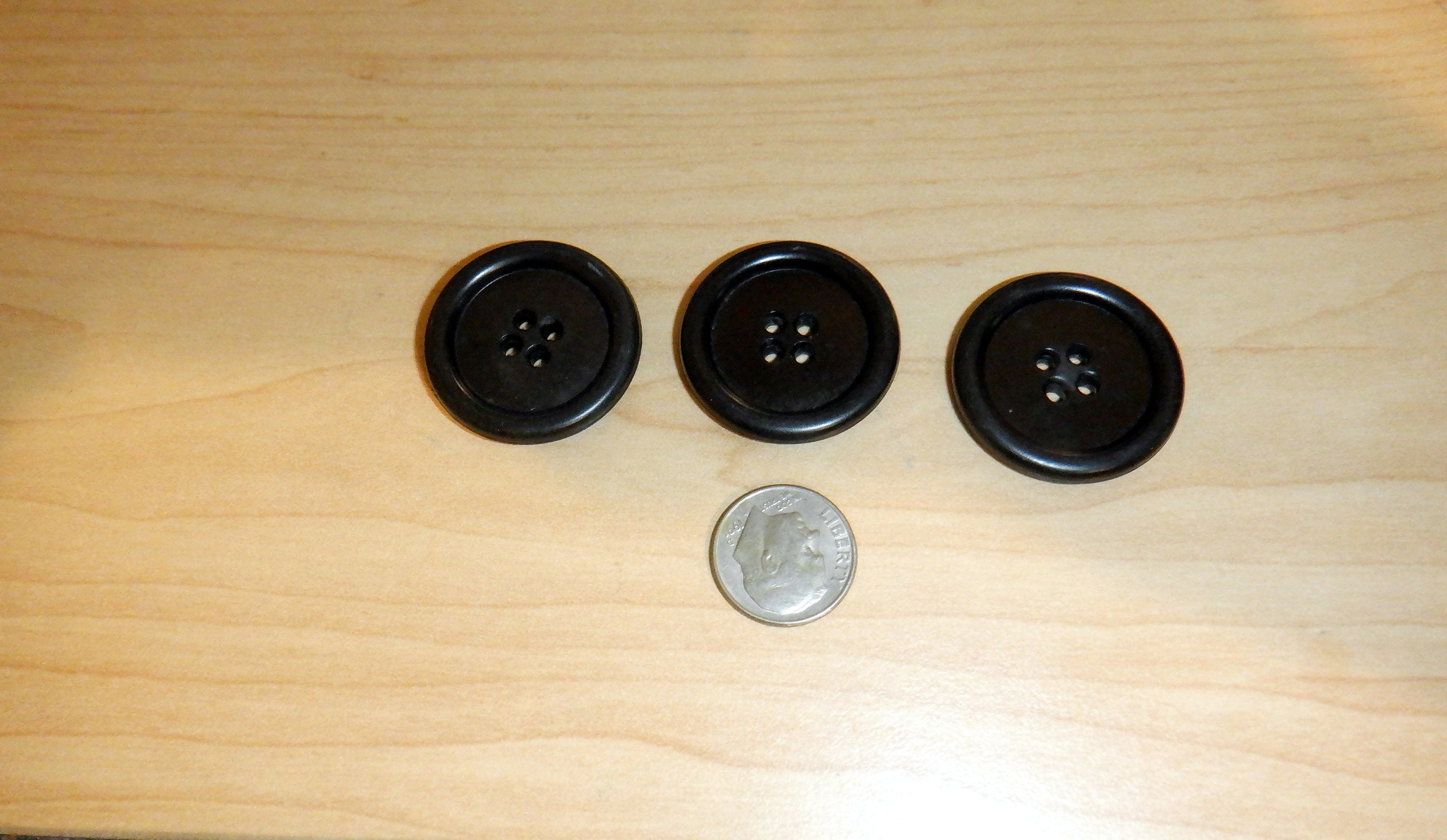 3 Large Black Buttons 4-hole Buttons 29mm x 5 mm Vintage | Etsy