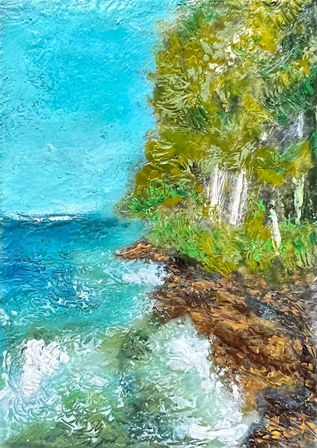 Cave Point Waves, Encaustic - Etsy