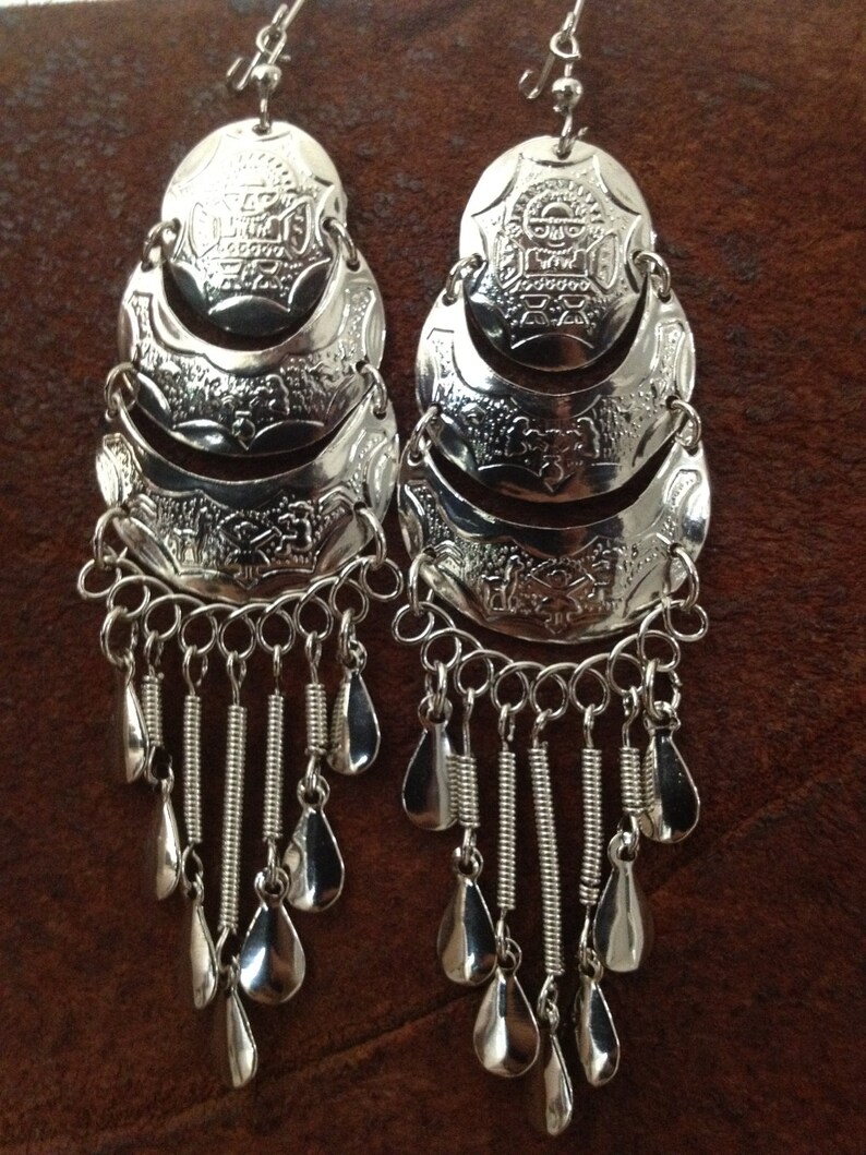 Alpaca Silver Earrings Dangle Ethnic Peru Peruvian Style | Etsy