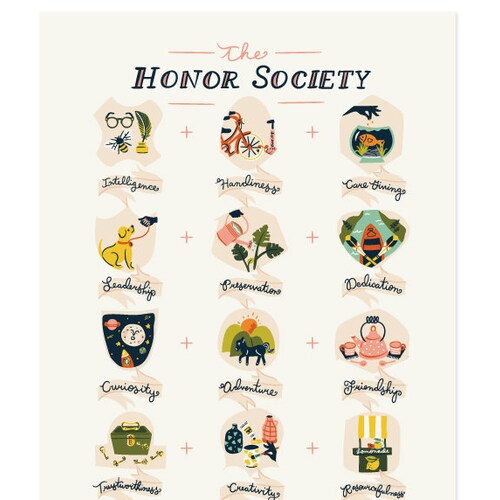 The Honor Society Art Print Chart Nursery Kids Room Decor - Etsy