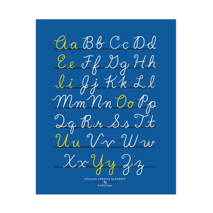 Cursive Alphabet Chart Art Print