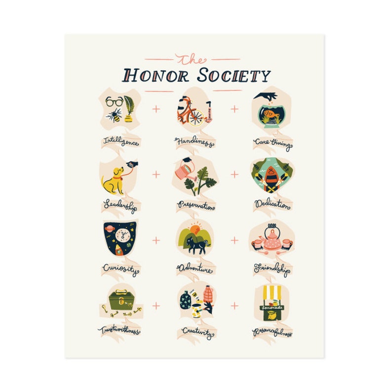 The Honor Society Art Print Chart Nursery Kids Room Decor - Etsy