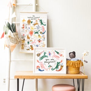 Mythical Magical Alphabet Canvas Banner Hanging Art Print Nursery Decor ...