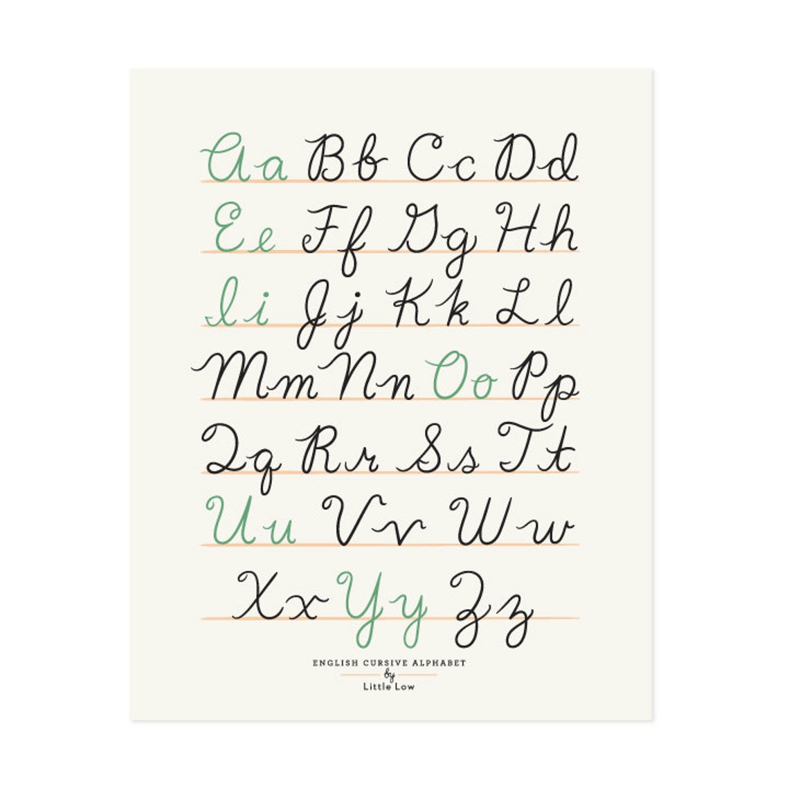 Cursive Alphabet Chart Art Print - Etsy