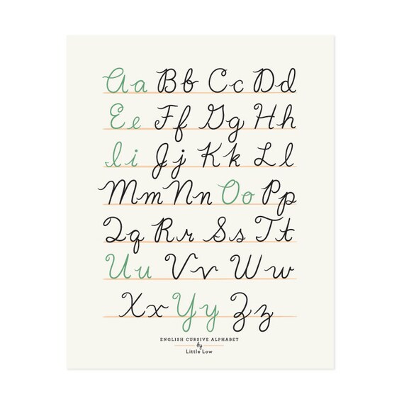 Cursive Alphabet Chart Art Print - Etsy