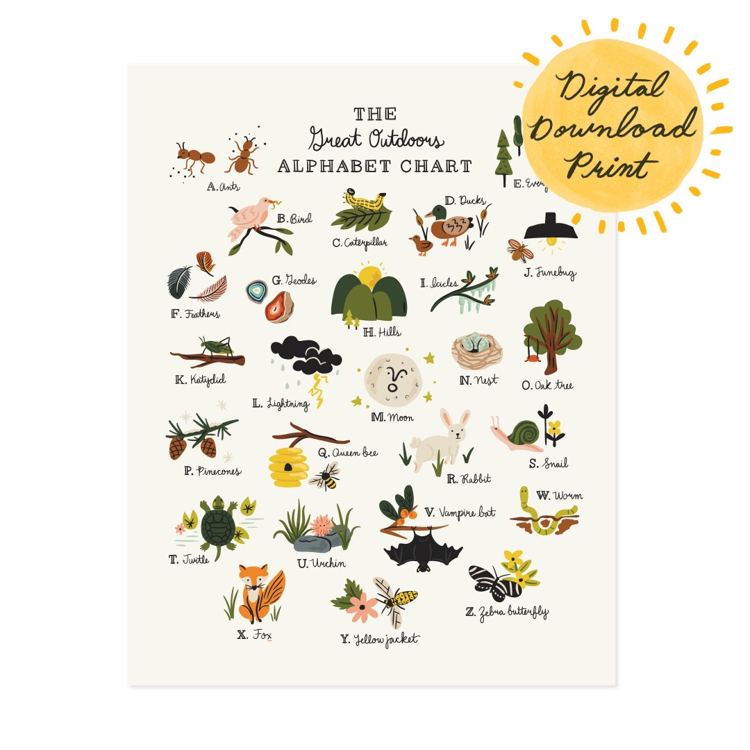 Great Outdoors Alphabet Digital Instant Download Printable Art Nursery ...