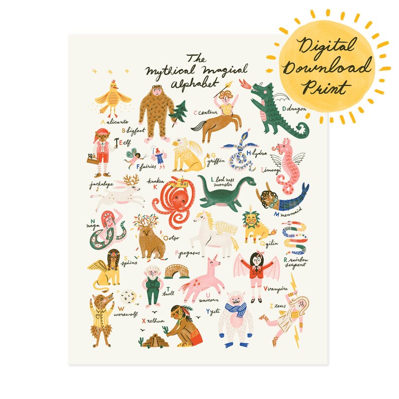 Mythical Magical Alphabet Digital Instant Download Printable - Etsy