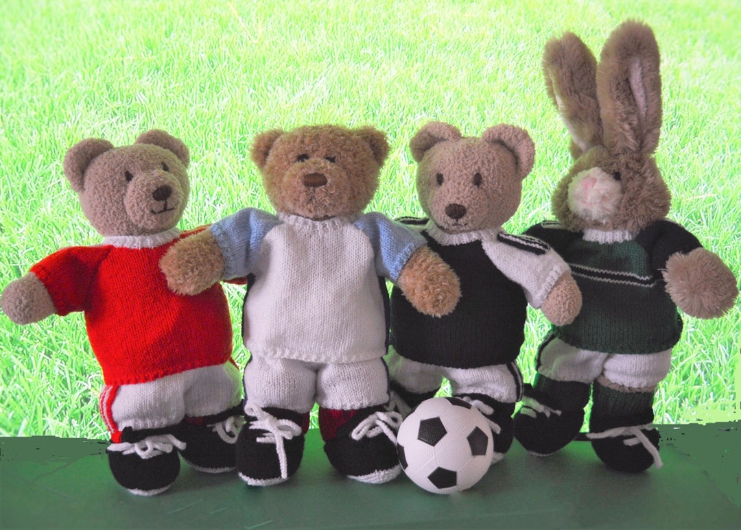 Teddy Bear Clothes Ready for Football KNITTING PATTERN Pdf Download - Etsy