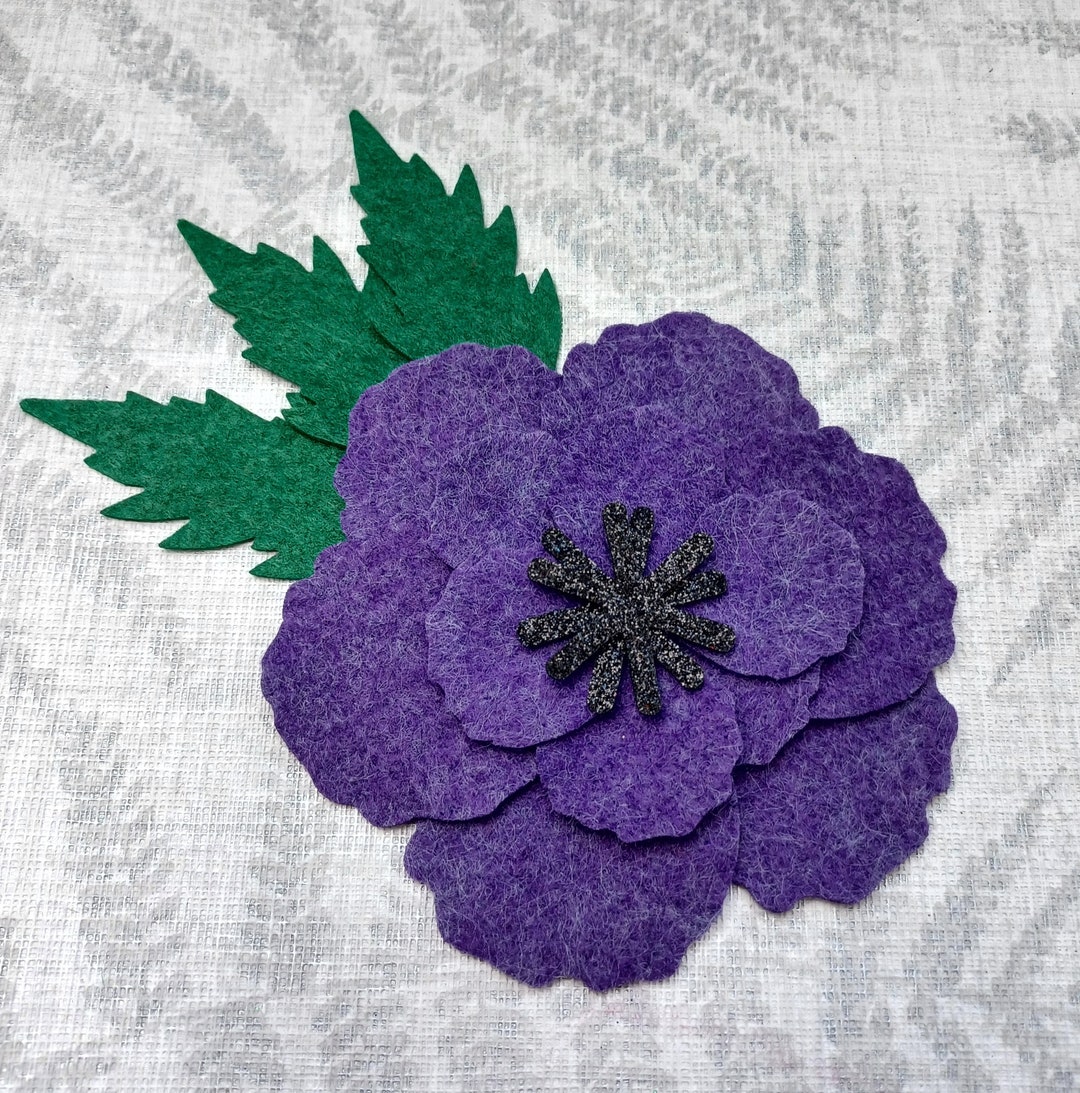 Purple Felt Poppy, Extra Large Poppies, Sew Your Own, Wool Felt Florals ...