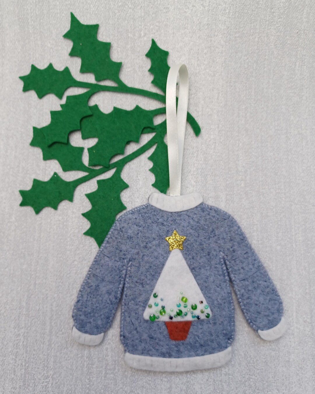 Festive Christmas Jumper Decoration, Little Grey Pullover, Jumpers for ...