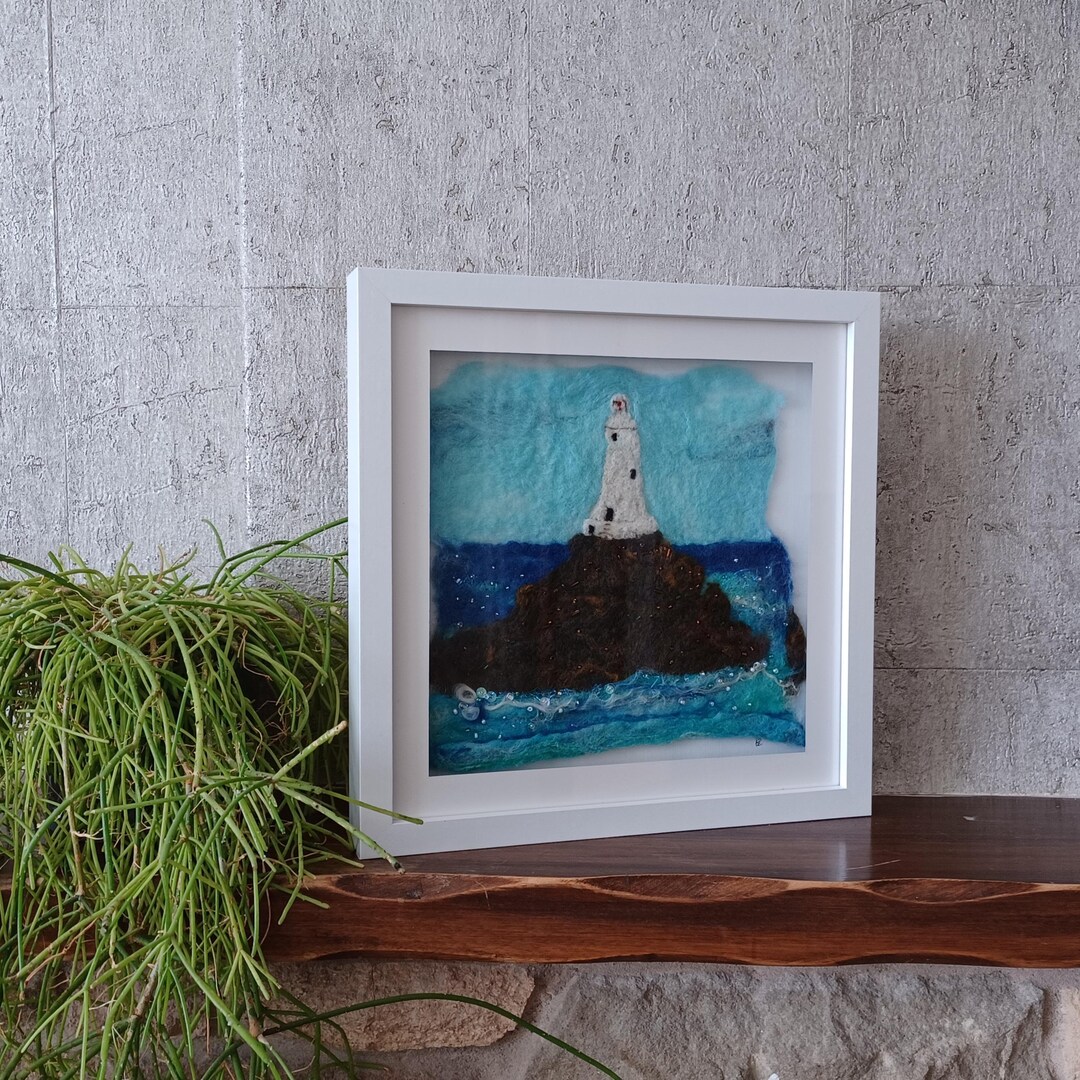 Corbiere Lighthouse, Framed Felt Art, Wet and Needle Felted Picture ...
