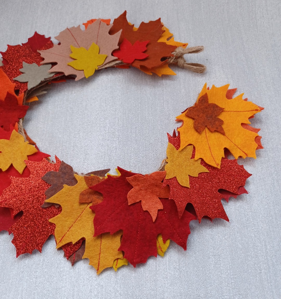 Handmade Autumn Garland, Autumnal Decoration, Felt Leaves, Leafy ...