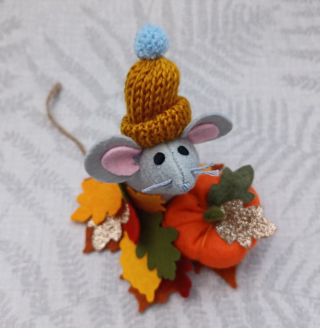 Pumpkin and Mouse Handmade Mice Felt Ornament Autumn - Etsy