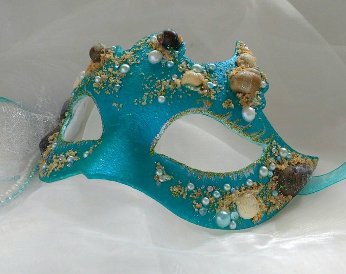 Mermaid Mask, Seashell Masquerade Mask, Blue Mask,mermaid's Mask, Sea ...