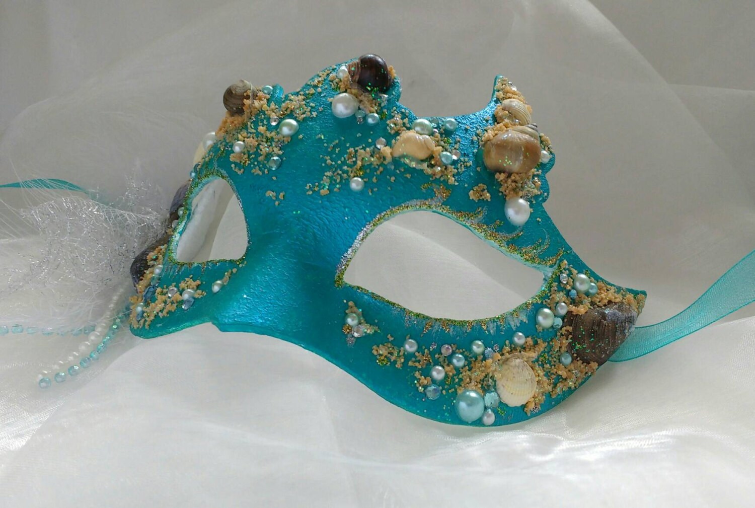 Mermaid mask seashell masquerade mask blue | Etsy