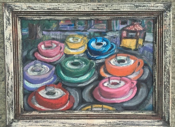 Amusing Cups Painting of Giant Cups That People Ride in at | Etsy