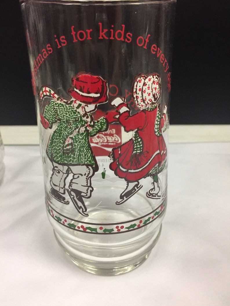 Holly Hobbie Coca Cola Christmas Water Drinking Glasses Set Of Etsy