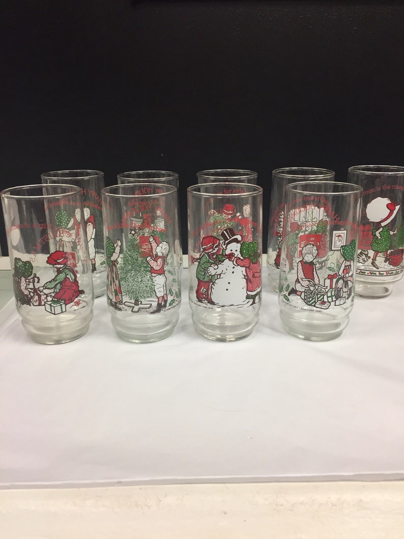 Holly Hobbie Coca Cola Christmas Water Drinking Glasses Set Of Etsy