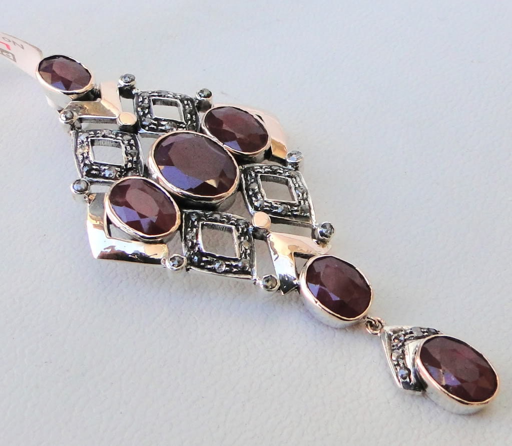 Victorian Diamond Ruby 14 K Gold Silver Pendant Amulet Necklace India ...