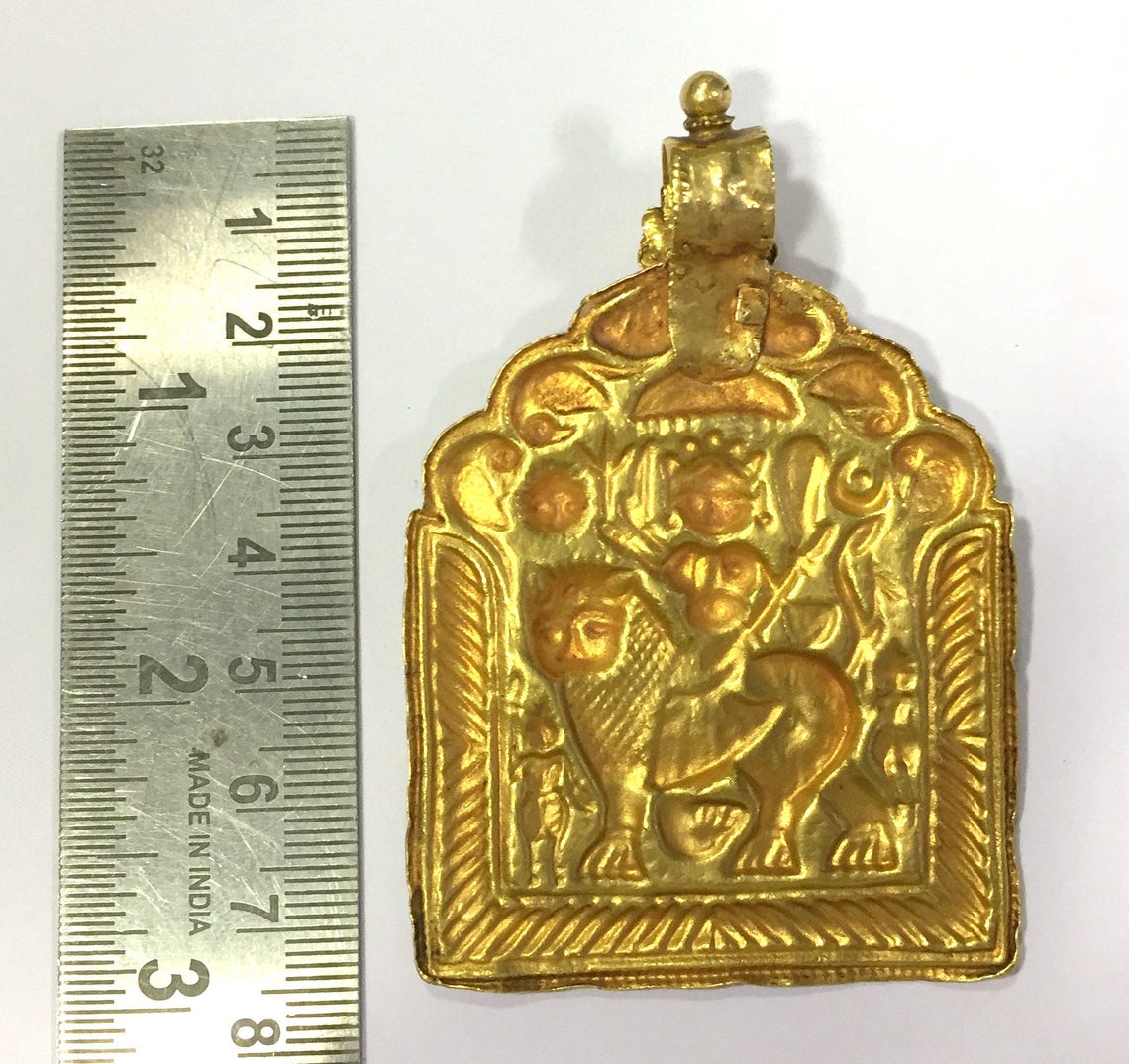 Vintage Antique Solid 20k Gold Jewelry Goddess Durga Pendant | Etsy