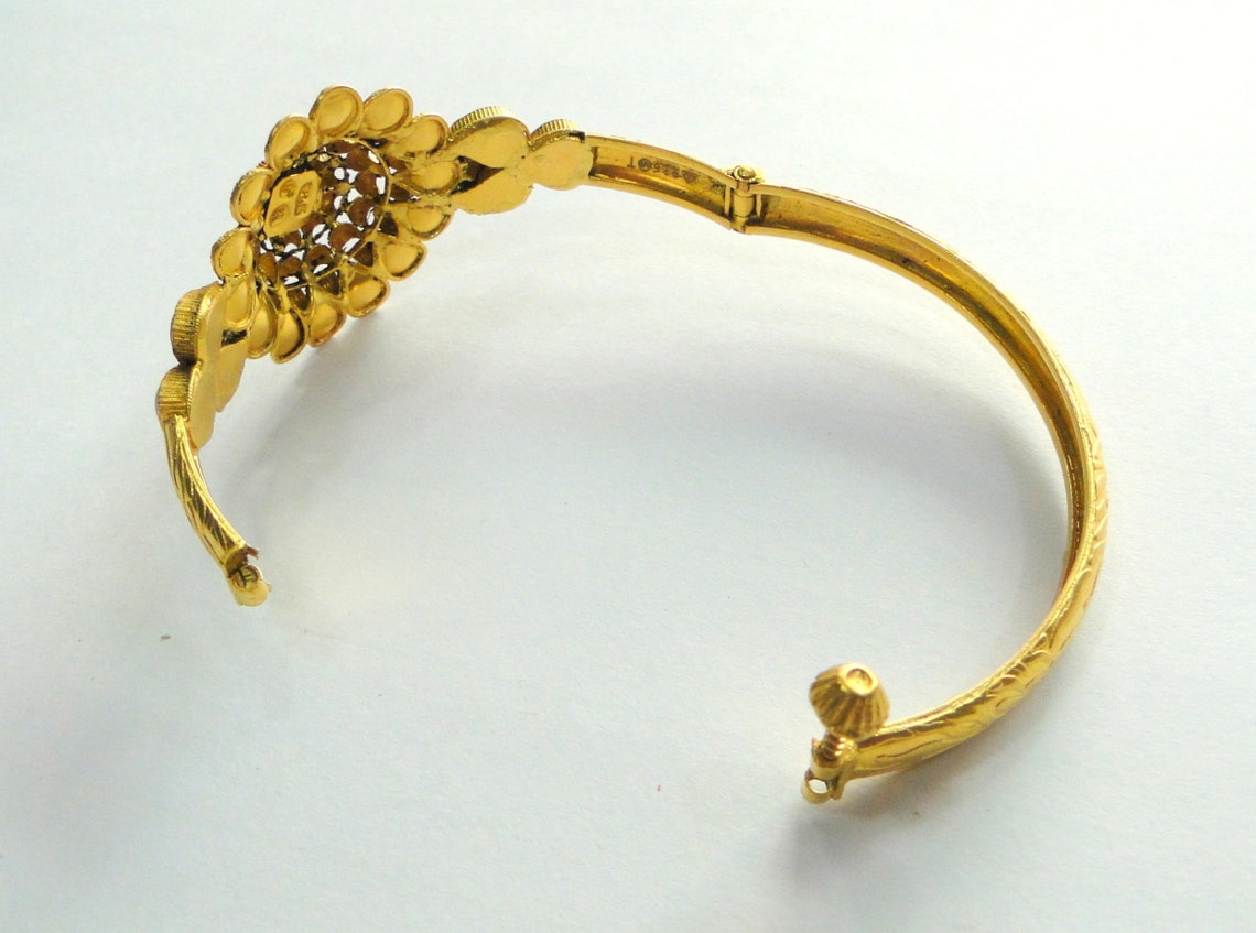 Gold Bangle 22k Solid Gold Cuff Bracelet Fine Handmade | Etsy