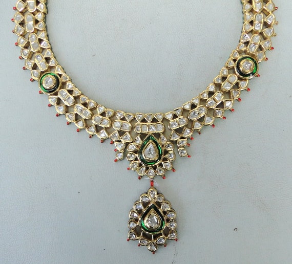Traditional Design 20 K Gold Diamond Kundan Enamel Work | Etsy