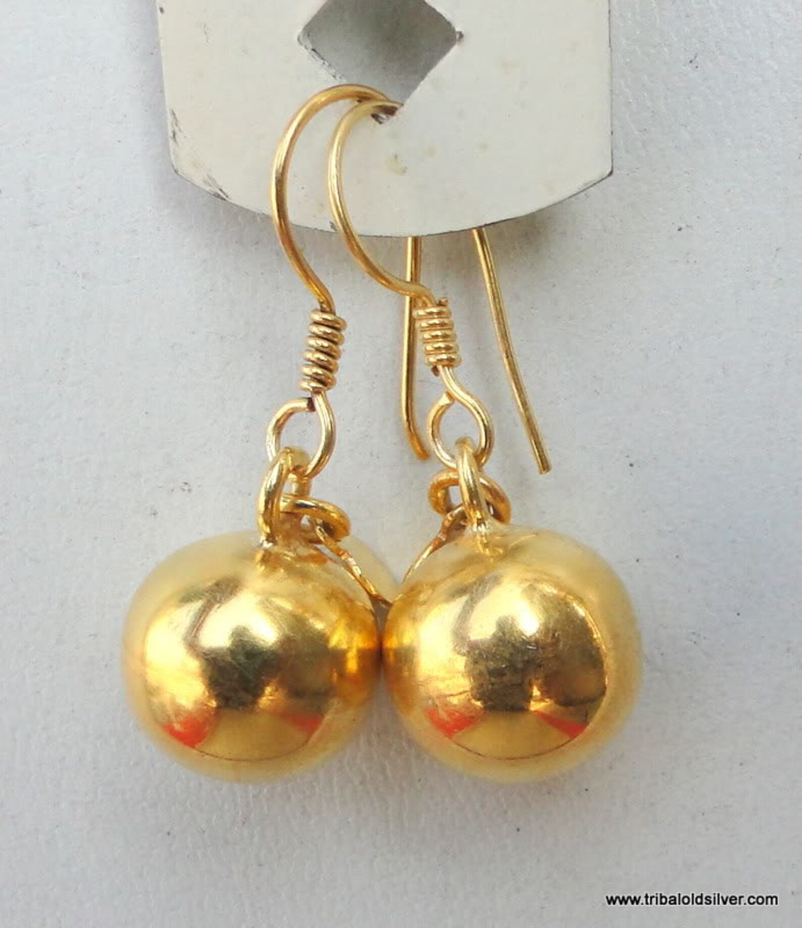 925 Sterling Silver Gold Gilded Earring Pair Ball Plane - Etsy