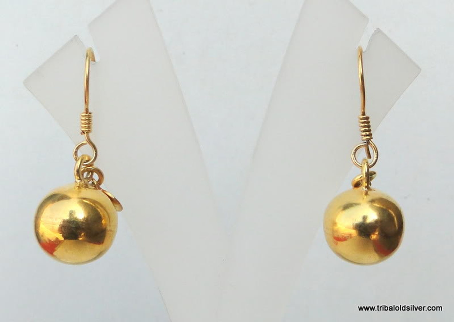 925 Sterling Silver Gold Gilded Earring Pair Ball Plane - Etsy