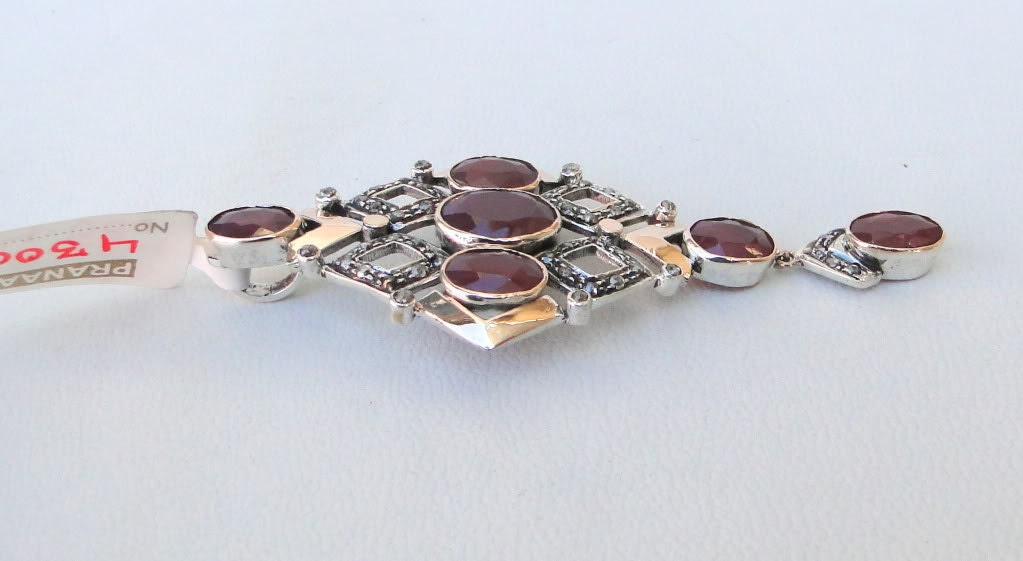 Victorian Diamond Ruby 14 K Gold Silver Pendant Amulet Necklace India ...