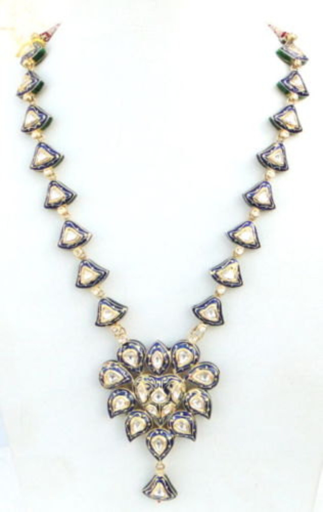 Antique 20 K Gold Diamond Kundan Enamelwork Necklace - Etsy