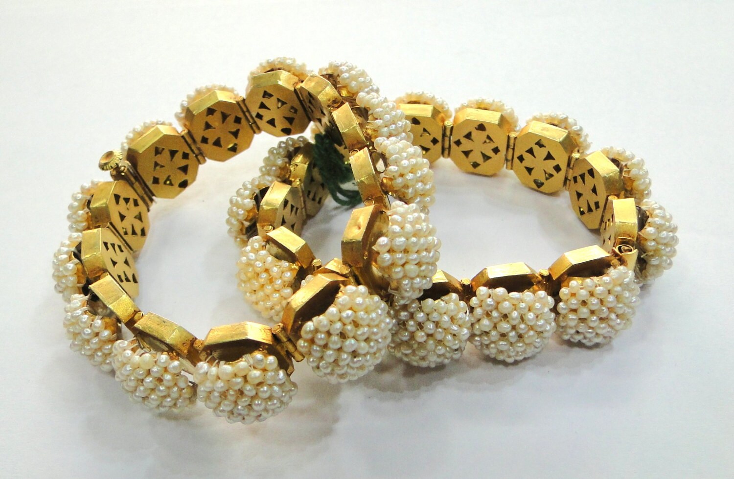 Rare Vintage Antique Collectible Solid 22K Gold Jewelry Pearl Bracelet ...