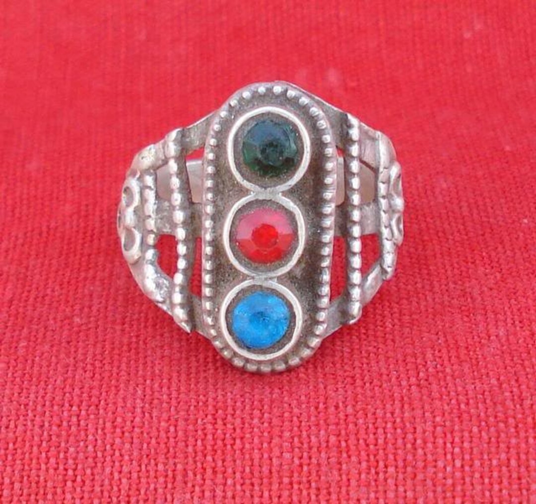 Vintage Antique Ethnic Tribal Old Silver Ring Belly Dance Rajasthan ...