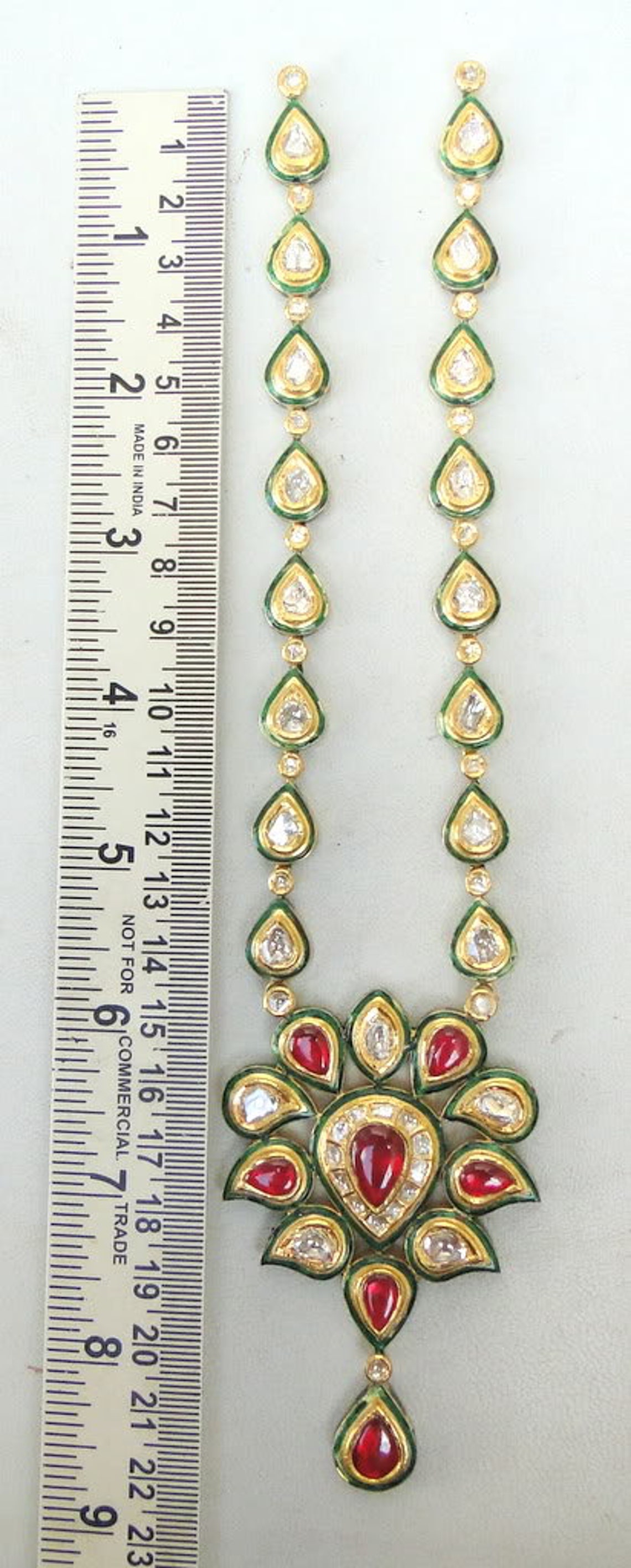 Vintage 20 K Gold Diamond Kundan Enamel Work Necklace Rajasthan India ...