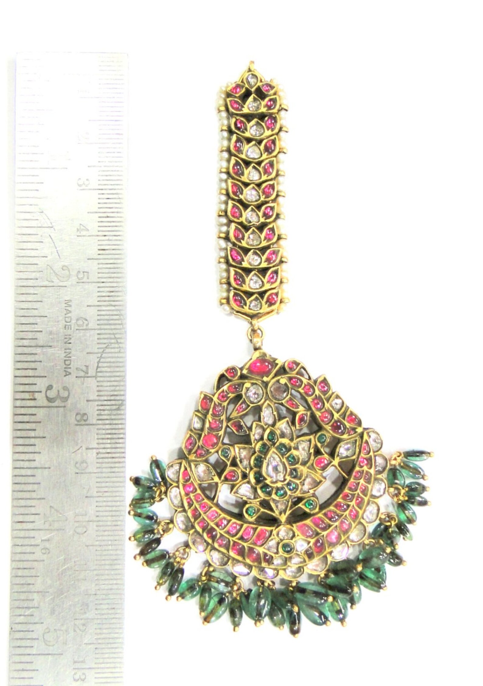 Vintage Antique Solid 20K Gold Jewelry Diamond Polki Ruby - Etsy