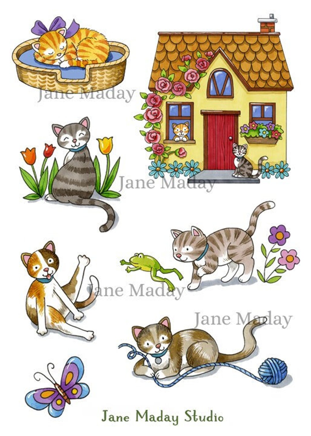 Cute Cat Journal Stickers - Etsy