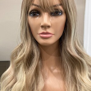Jen Cosplay Wig - Long Wavy Blonde Wig With Highlights and Bangs ...
