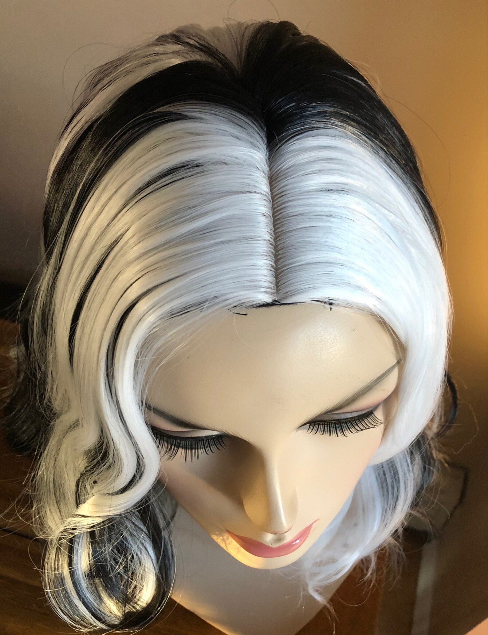 Cruella De Vil Style Wig so Soft Black & White Wig READY | Etsy
