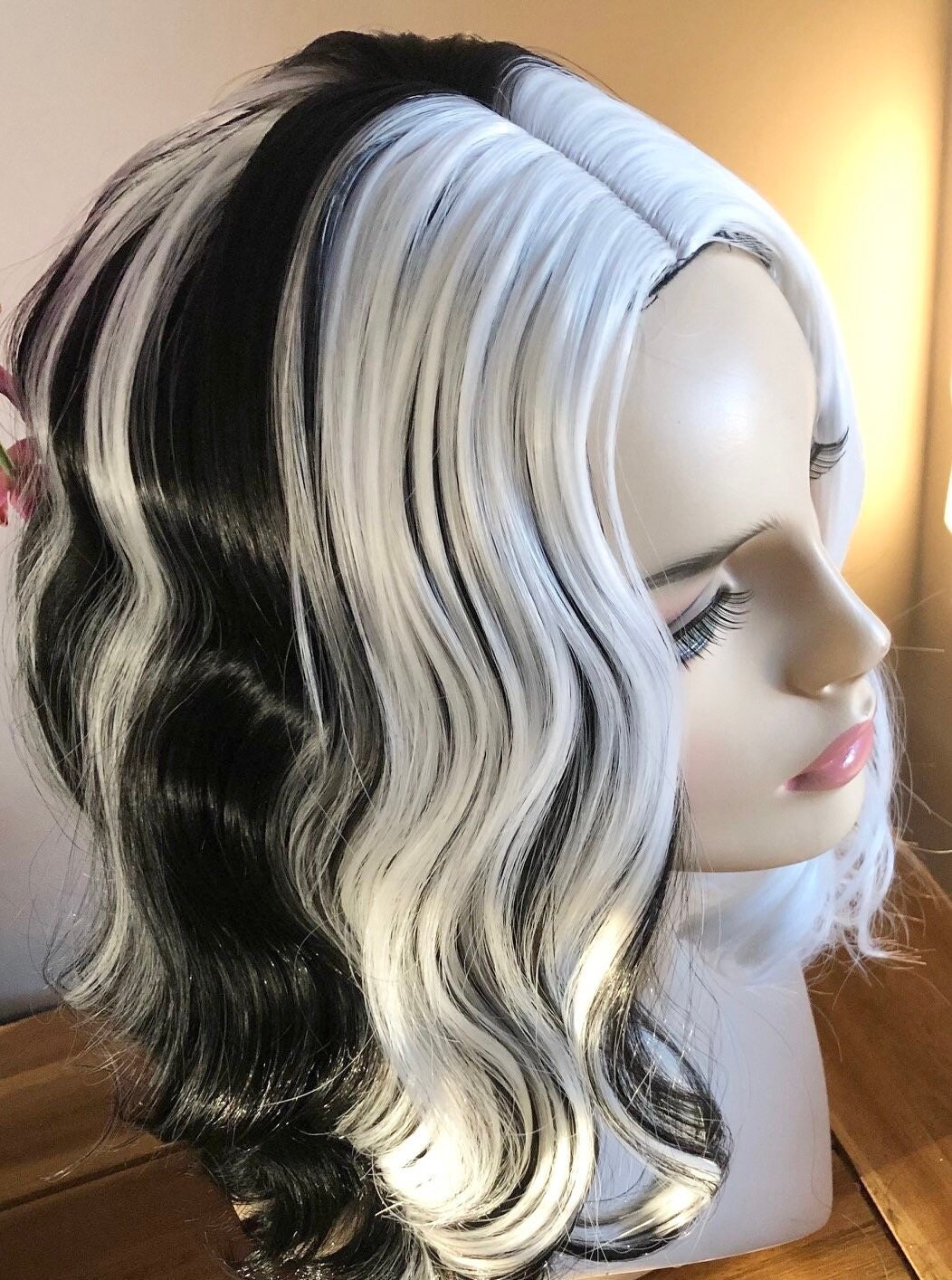 Cruella De Vil Style Wig so Soft Black & White Wig READY - Etsy