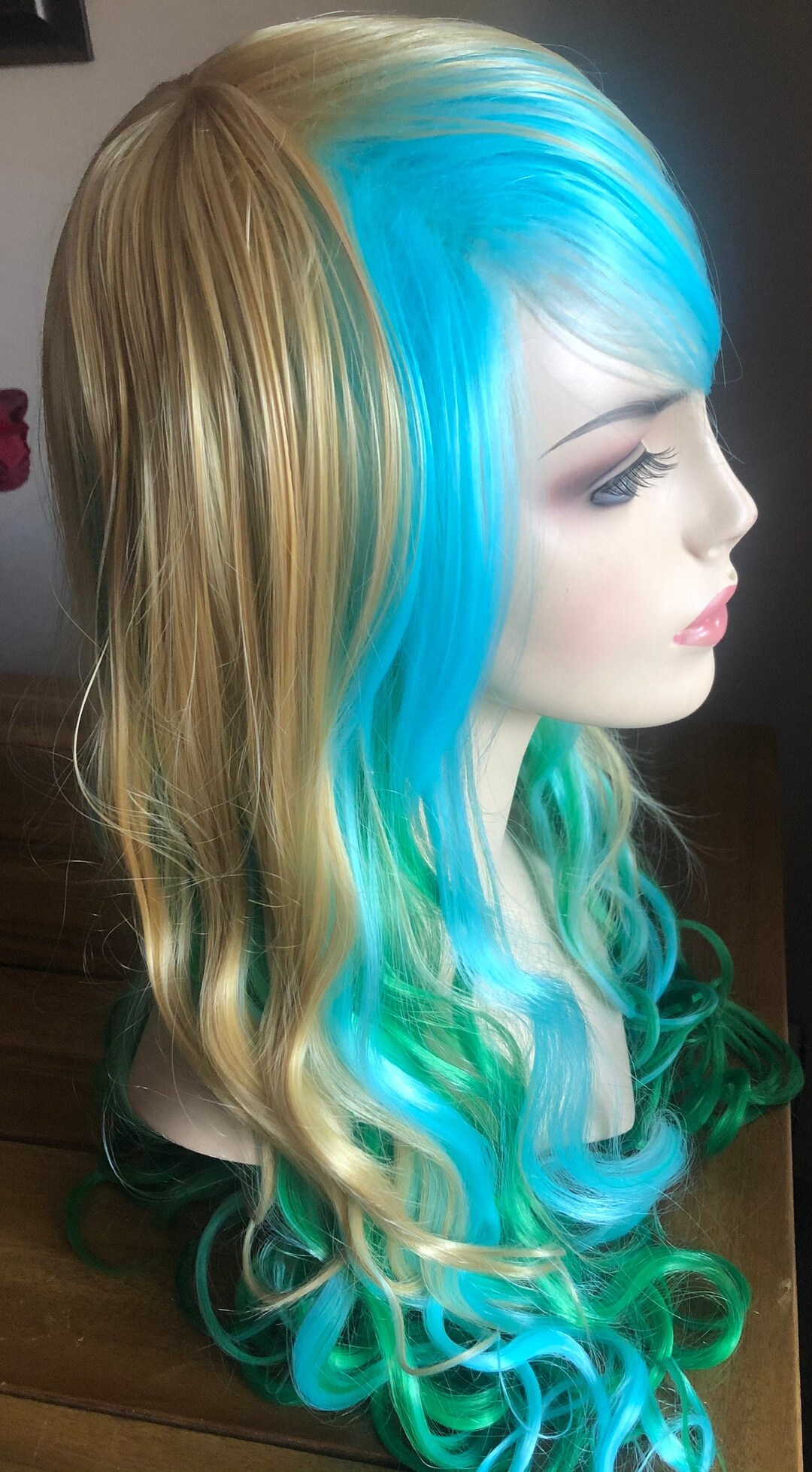 Sea Witch Wig Soft, Blonde, Blue and Green Cosplay Wig Great for Many ...