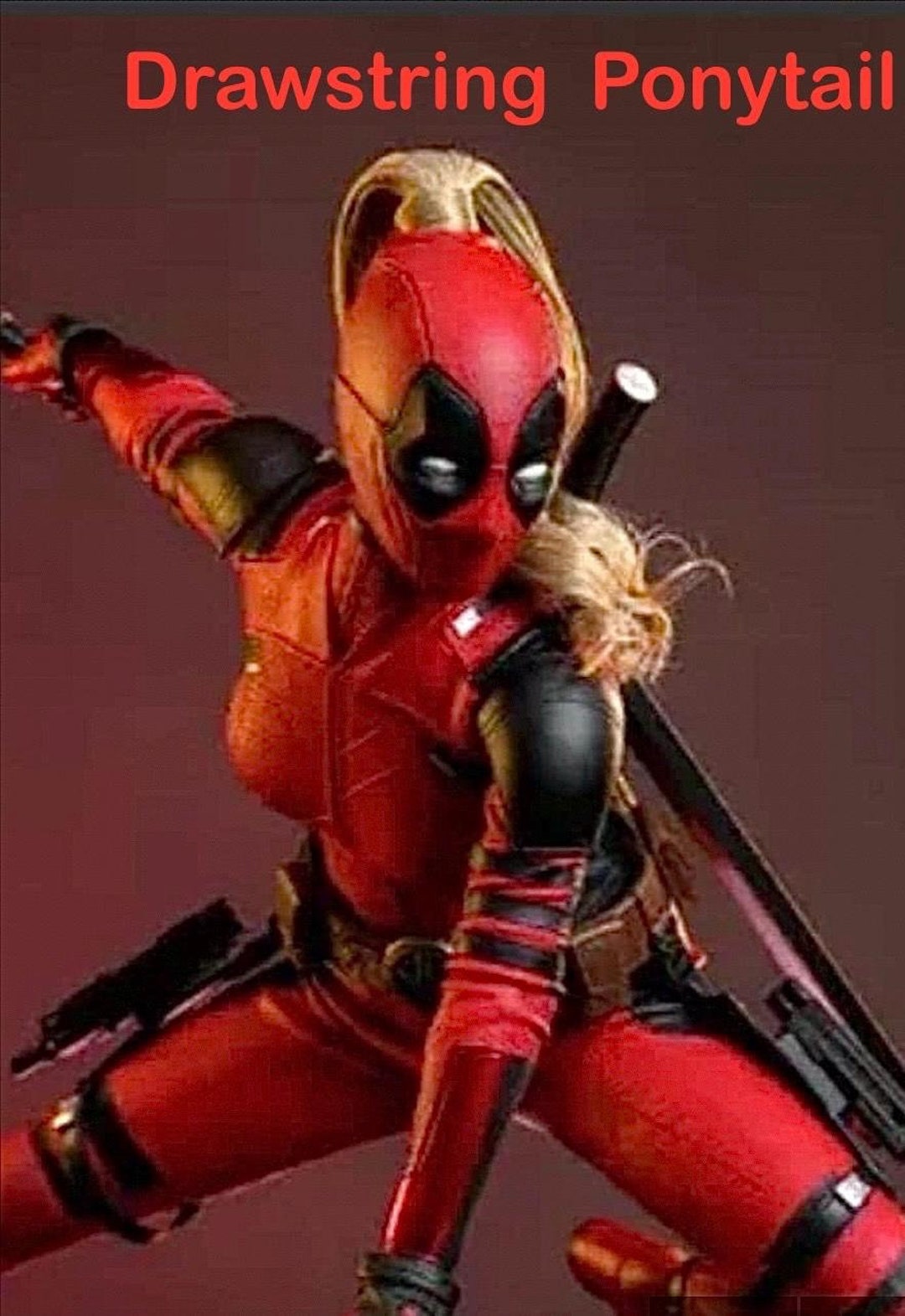 Lady Deadpool Pony Tail Drawstring Ponytail Extensions Long Fluffy Wavy Hairpiece. - Etsy