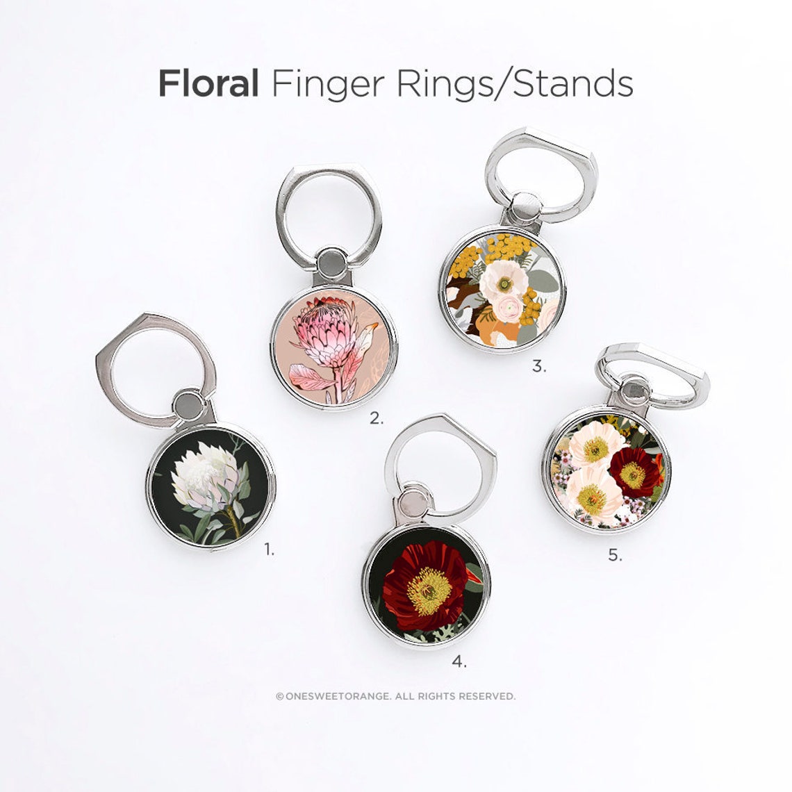 Iphone Ring Stand Floral Ring Stand Samsung S8 Ring Holder - Etsy