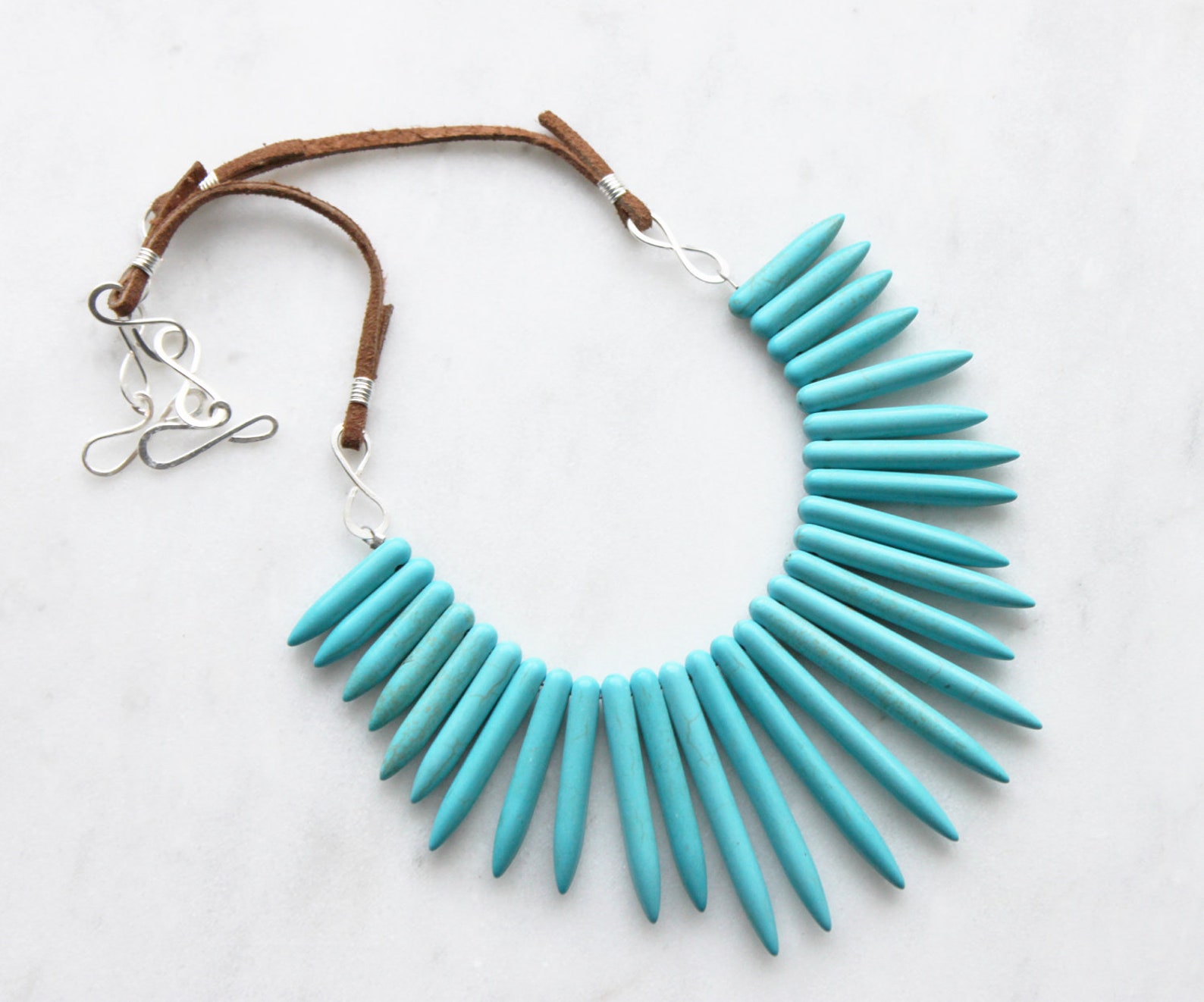 Choker Statement Necklace Turquoise Bib Necklace Spike - Etsy