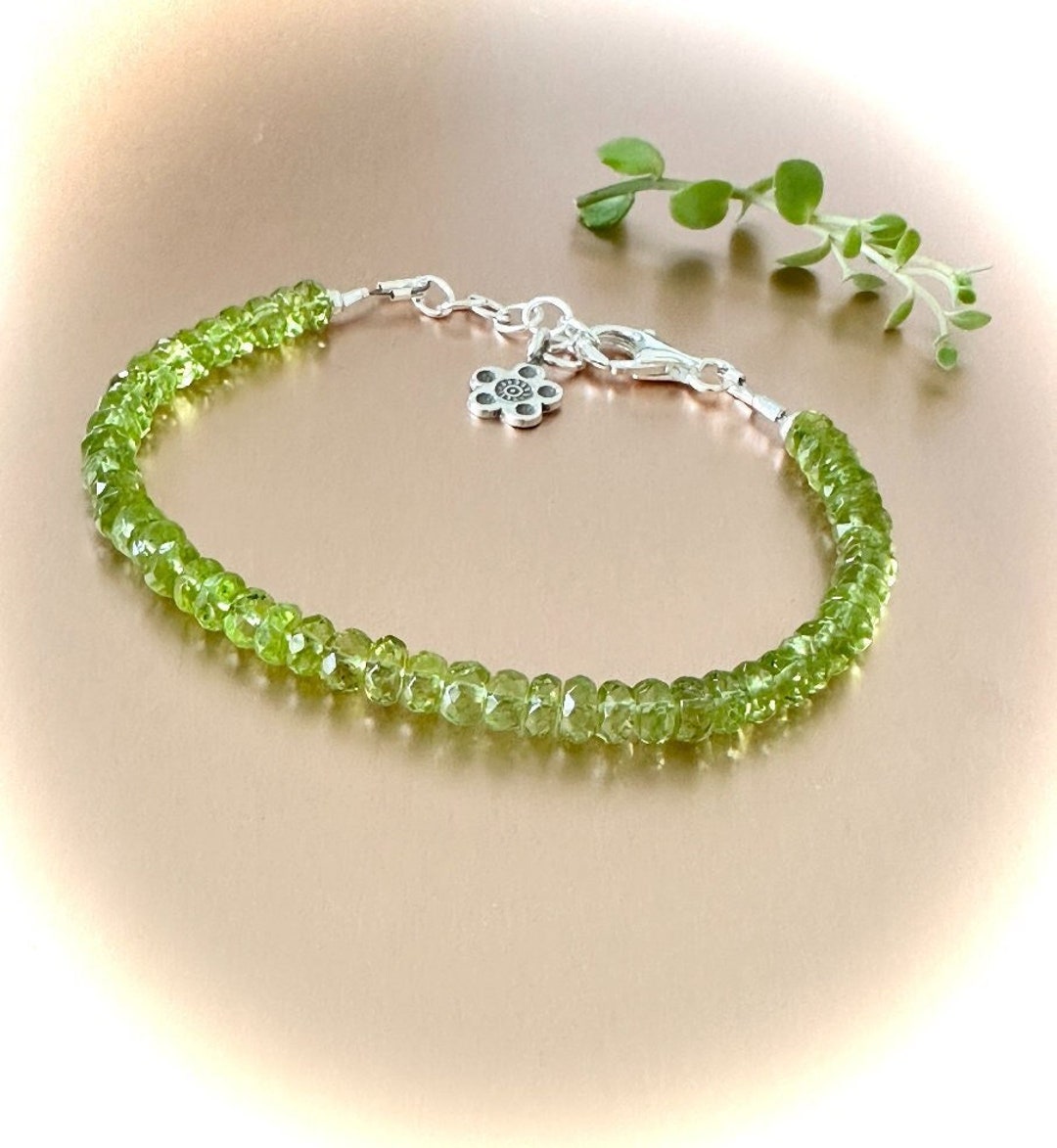 Peridot Bracelet Sterling Silver, August Birthstone, Gemstone Bracelet ...