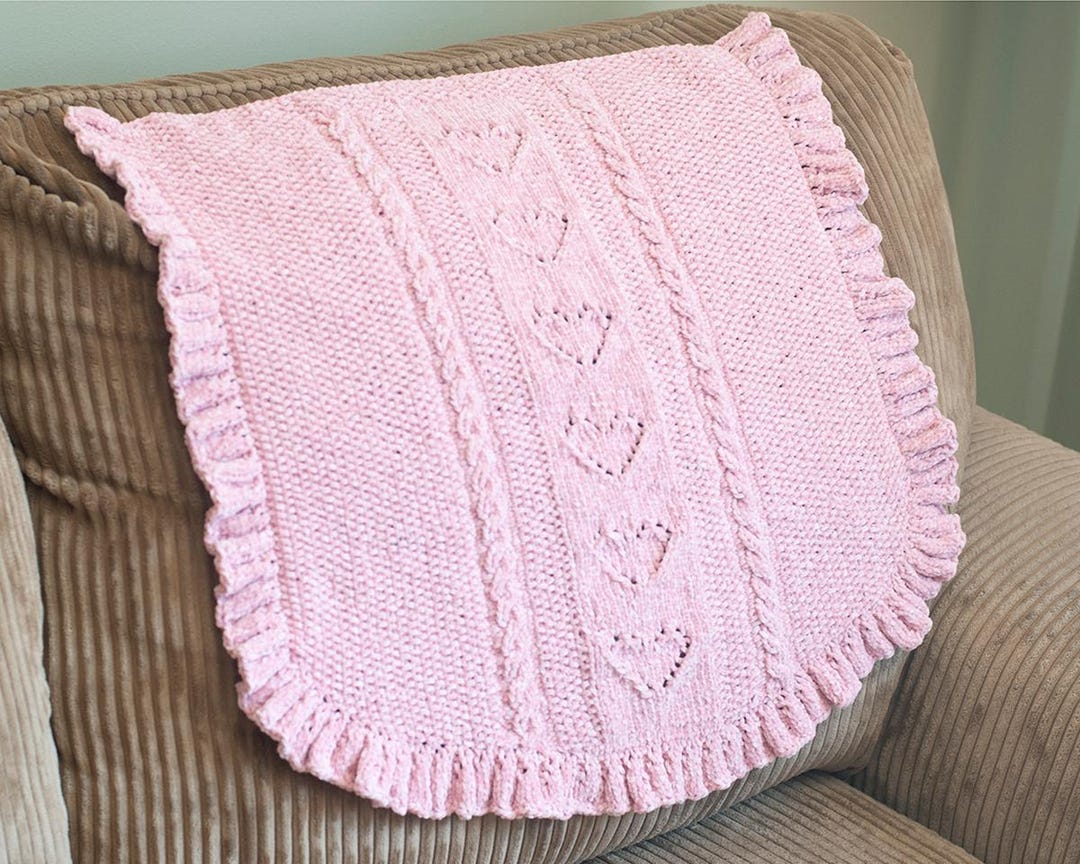 KNITTING PATTERN PDF Heart Motif Baby Car Seat Cover, Blanket, Knit ...