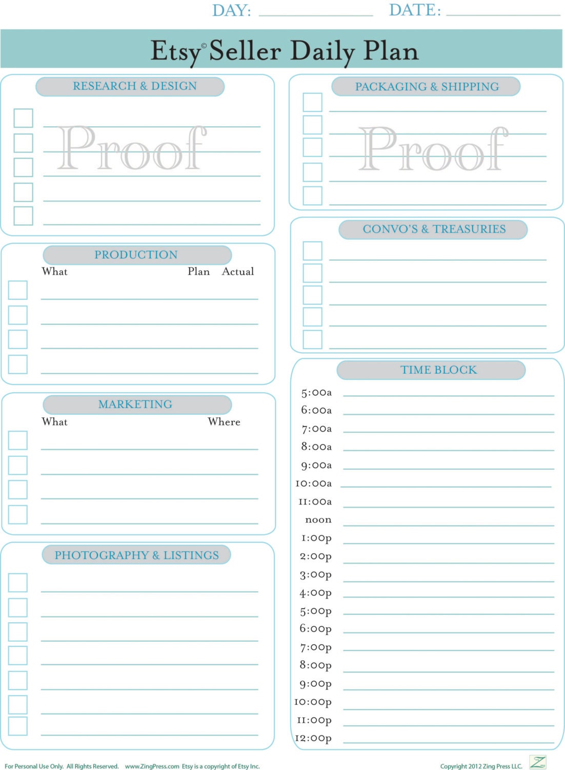 Etsy Seller Organizer Daily Planner 1 Printable IMMEDIATE Etsy