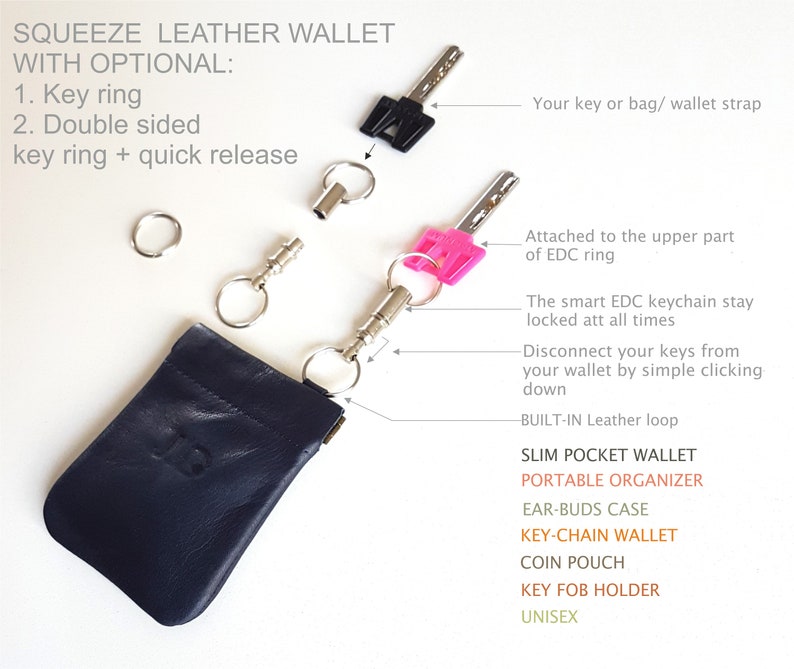 Black Python Leather Wallet- Squeeze Wallet Leather Coins Pouch Small ...